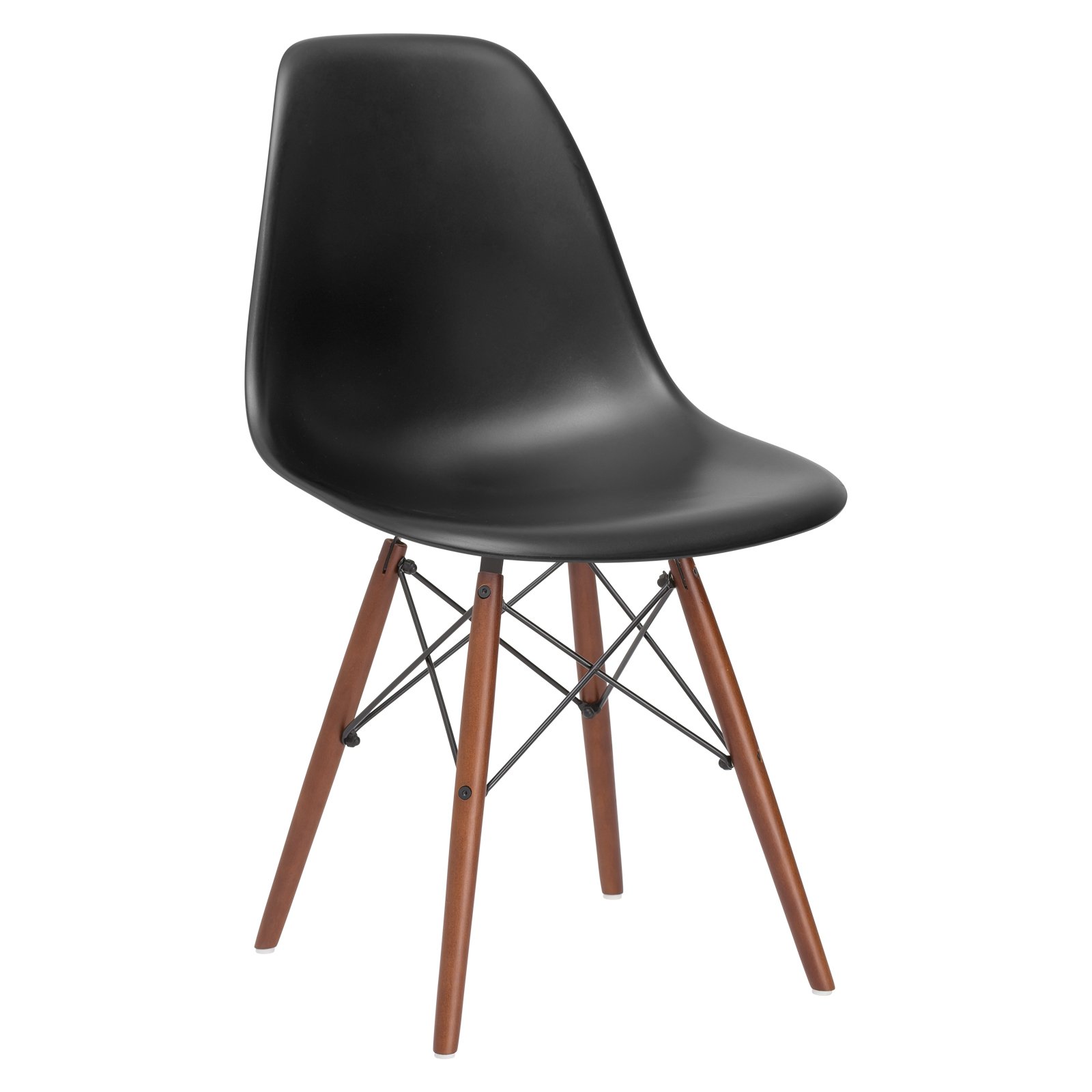 EdgeMod Vortex Side Chair with Walnut Legs, Set of 4, Black