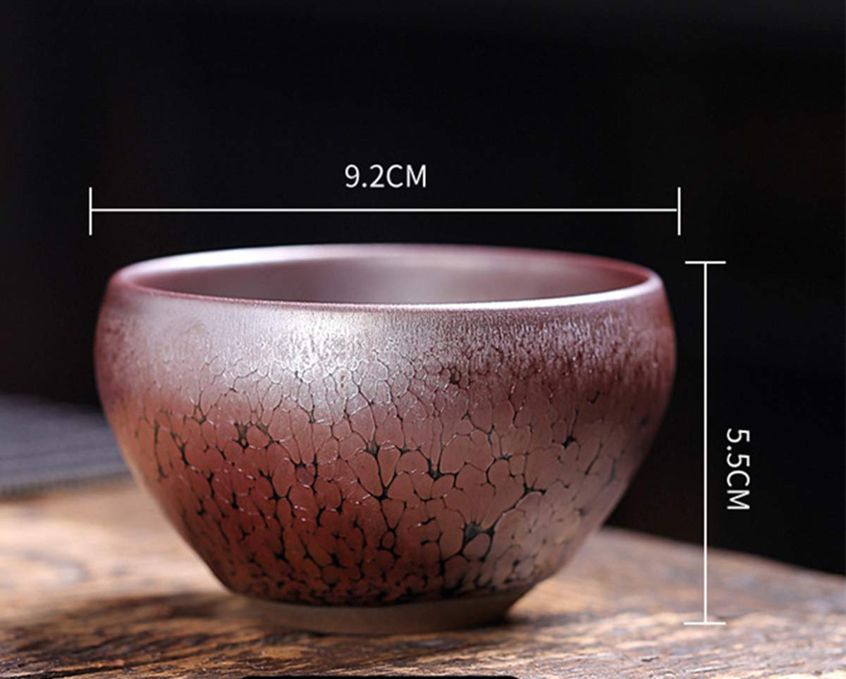HAPPYDOG JianZhan Tenmoku Tea Coffee Cup Bowl Chinese Crafts Mug Designer Collection Ceremony Ancient Style Handmade (Mixed 2 colors gift box)