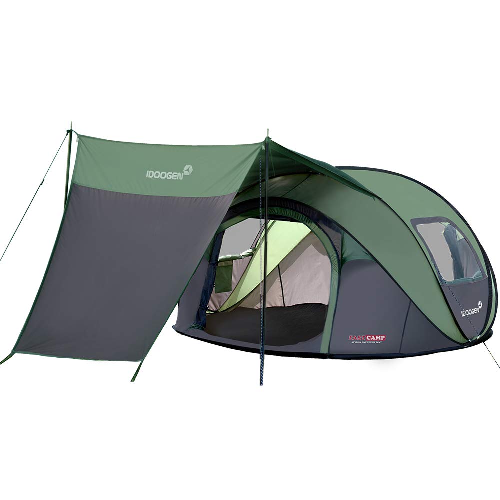 FASTCAMP OperaSuite 4-Person pop up Tent for Picnic&Camping Tent,2 Windows,Privacy Wall, (Green + Attachable Extensions)