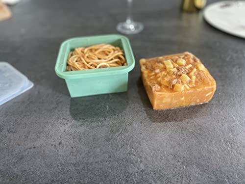 OOKIDOKI Extra-Large Silicone lasagne leftover Freezing Tray with Lid -Easy-Release 2 Cup Freezer Containers-2pack-makes 2 perfect 2cup portions - freeze soup broth lasagne leftovers or sauce(Green)