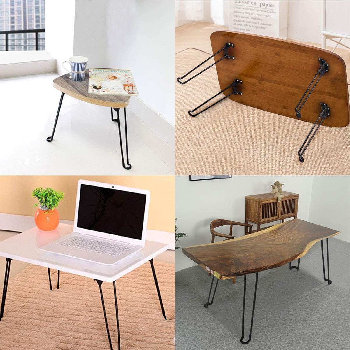 Enenes 20.4 inch Folding Hairpin Leg, 4PCS Height Folding Table Leg, Heavy Duty Easy Install Folding Coffee Table Leg(20.4 Inch)