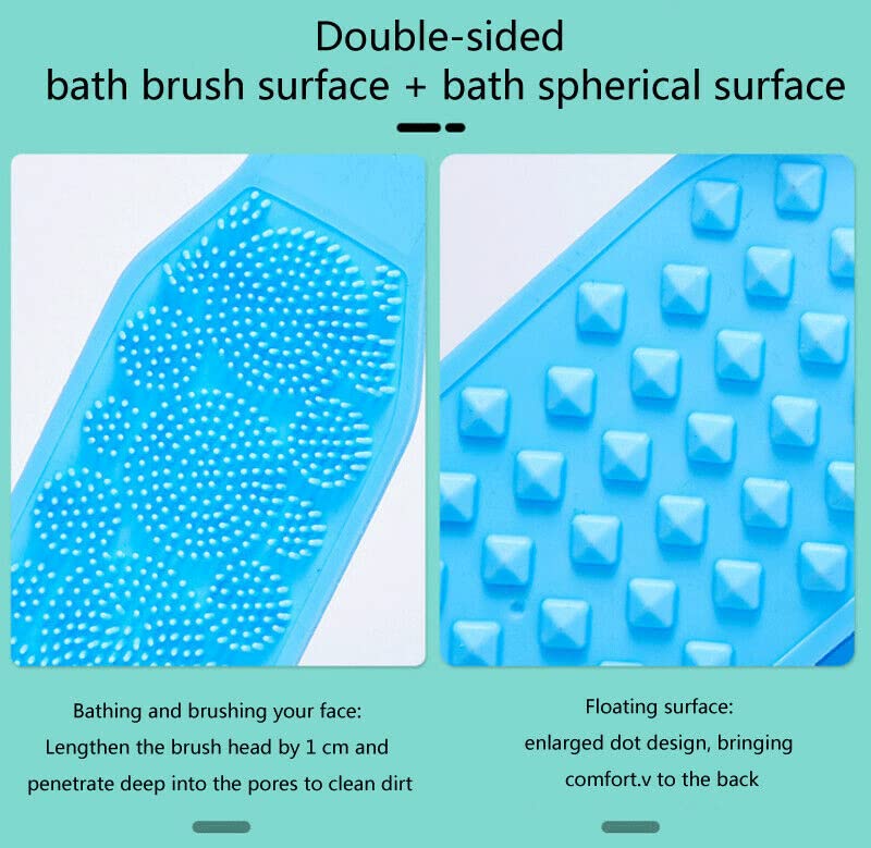Silicone Bath Towel Back Brush Scrubber Exfoliating Scrub Body Wash Dual Side, Back Cleaner for Shower, Silicone Scrubber Body, Blue Color, 1PCs.