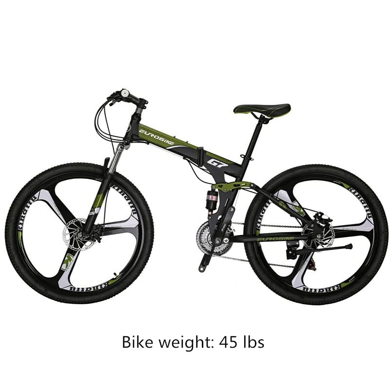 EUROBIKE Folding Mountain Bikes 27.5 for Men Adult Bicycles 3 Spoke(Green)