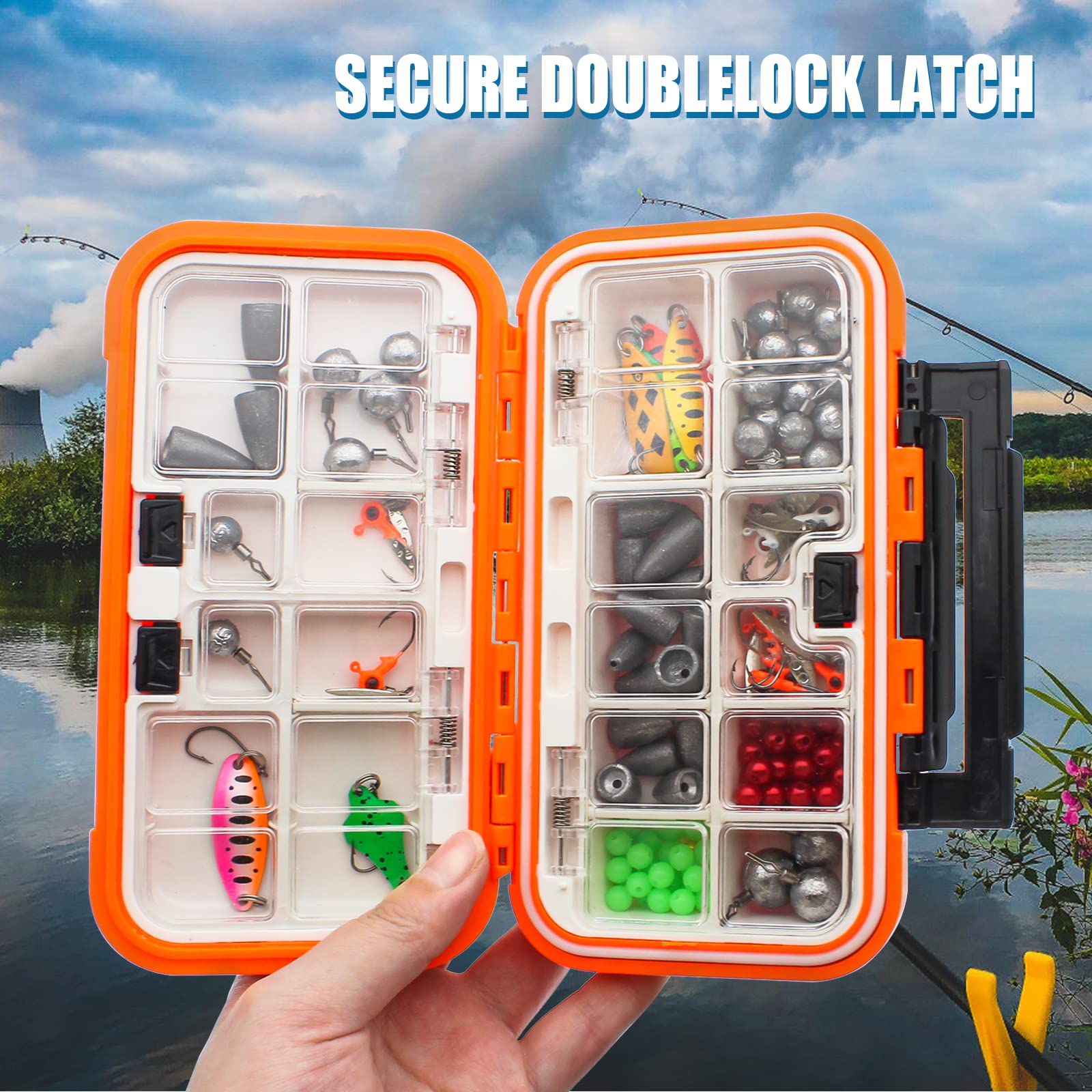 Gefischtter Fishing Tackle Box Tackle Boxes Organizer with Removable Adjustable Dividers Plastic Fishing Storage Organizer Boxes for Fishing Lure Bait Hooks(orange)