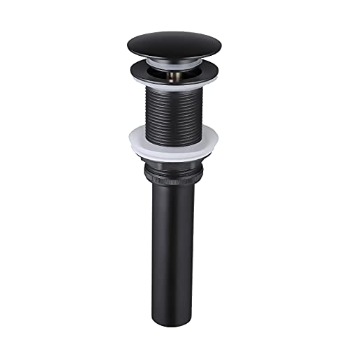 KES Bathroom Sink Drain Without Overflow Sink Drain Stopper Matt Black Pop Up Drain, All Metal Rustproof Brass and 304 Stainless Steel, S2008D-BK