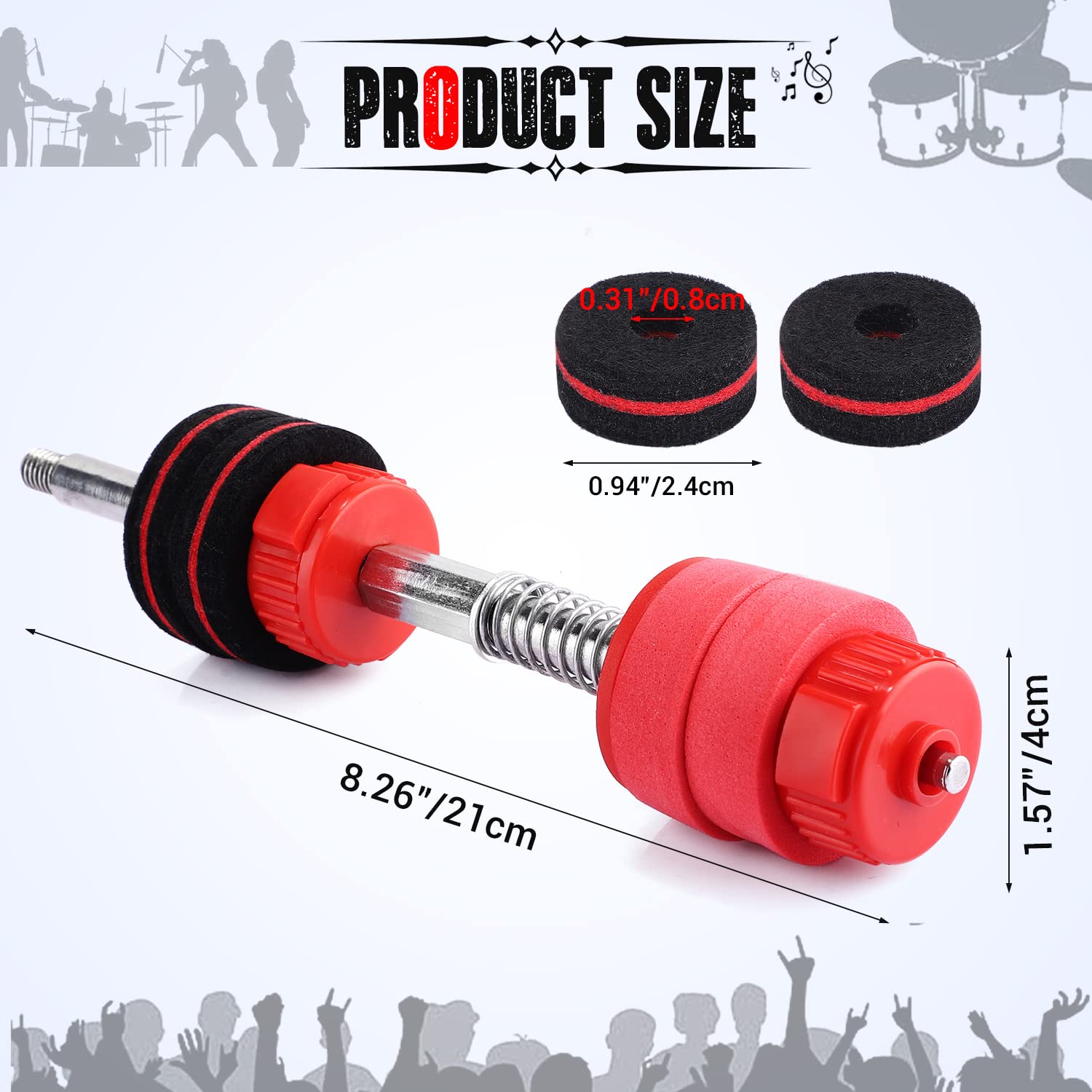 Facmogu Red Hat Stack Cymbal Stacker, Crasher Stacker for Drum Kit Accessories, Double-Braced Hi-Hat Cymbal Clutch for Standard Cymbal Jazz Drum Parts Accessories with Quick Set Nut