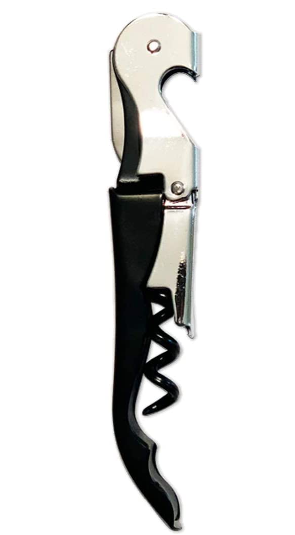 Ice N Cold Double Hinge Waiter's Corkscrew Wine Bottle Opener | Matte Black and Stainless Steel | Pack of 12