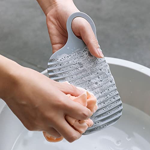 Mcles Antiskid Mini Washboard, 2 Pcs Travel hand Double sided Washboard, Collapsible Washboard, Laundry Pad, Soft Plastic Hand Folding Washboard, Cleaning Tools with Hanging Holes for Home Travel
