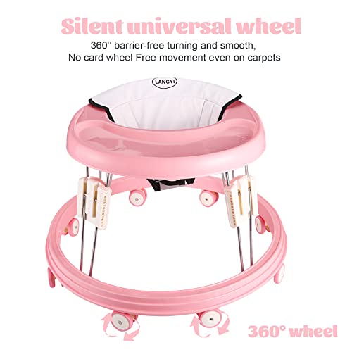 The Foldable Baby Walker, Suitable for 66-80cm Height Wheeled Baby boy and Girl Walker, Mute Anti-Rollover Baby Walker, Avoid Bicycle Rollover, Foldable Baby Chair