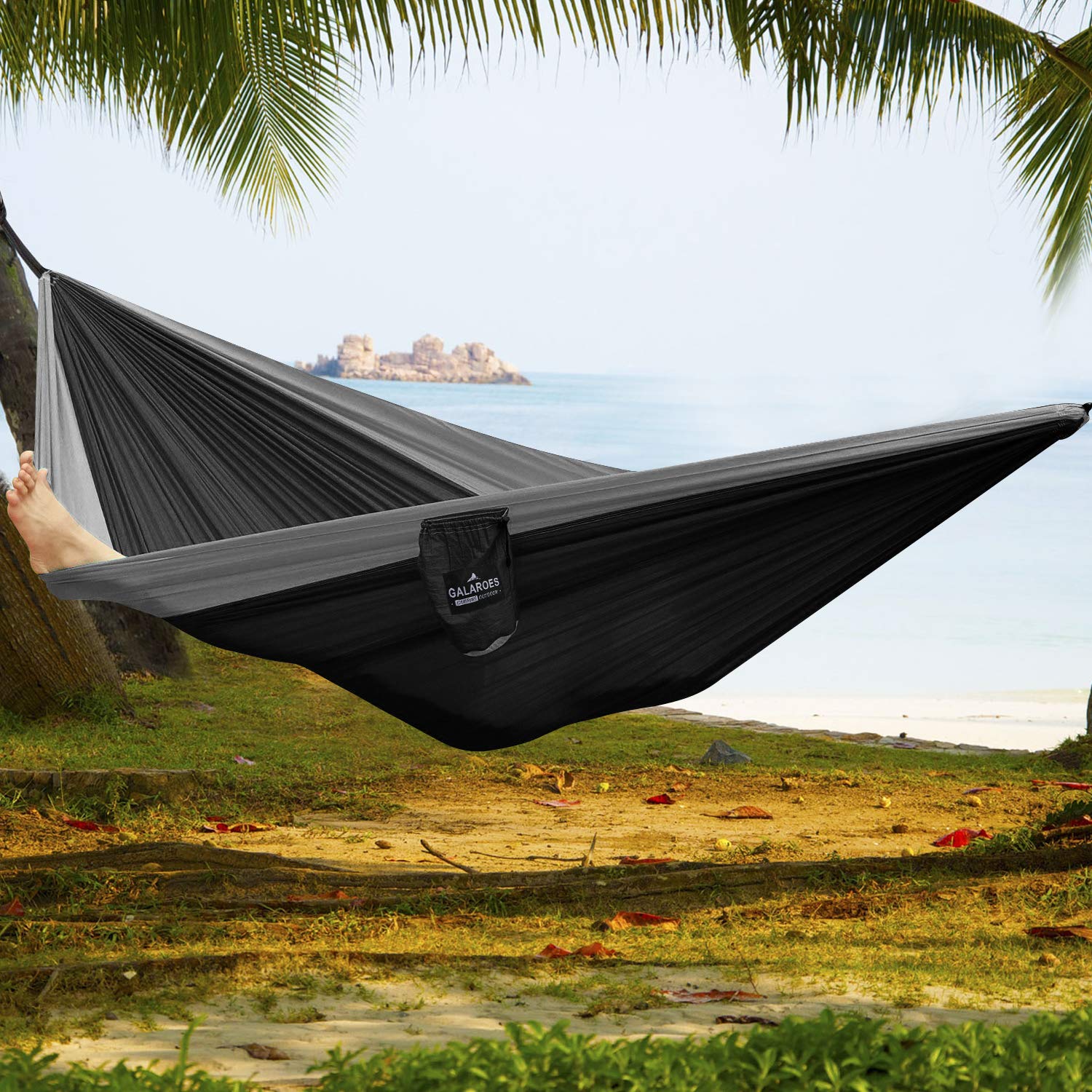 GALAROES Camping Hammock - Double & Single Portable Hammocks with 2 Tree Straps, Lightweight Nylon Parachute Hammocks for Travel, Beach, Backyard, Patio, Hiking