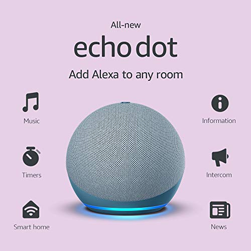 Echo Dot (4th Gen) | Smart speaker with Alexa | Twilight Blue with Wyze Color bulb