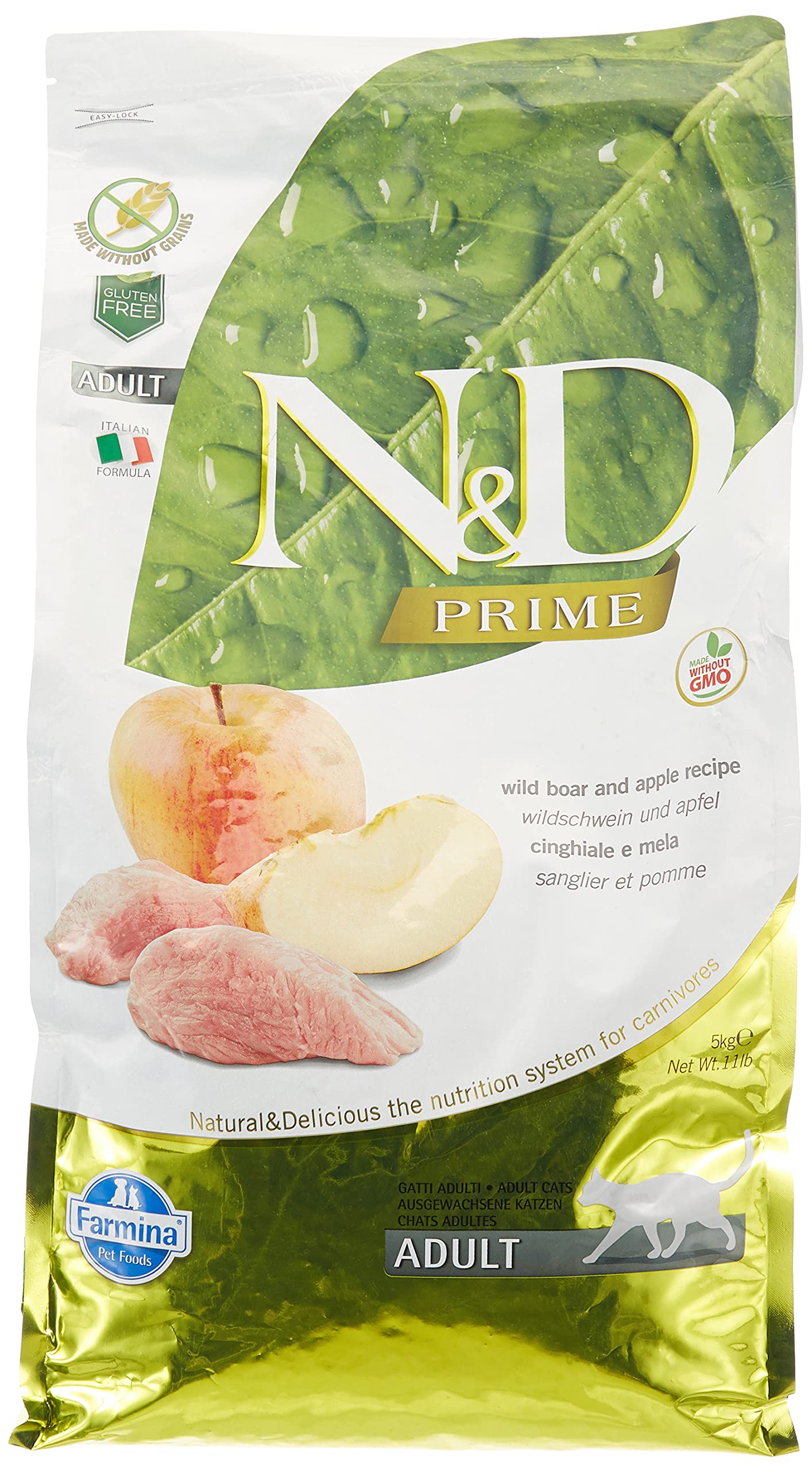 Farmina Natural & Delicious Grain Free Boar and Apple Adult Cat, 11 lb bag