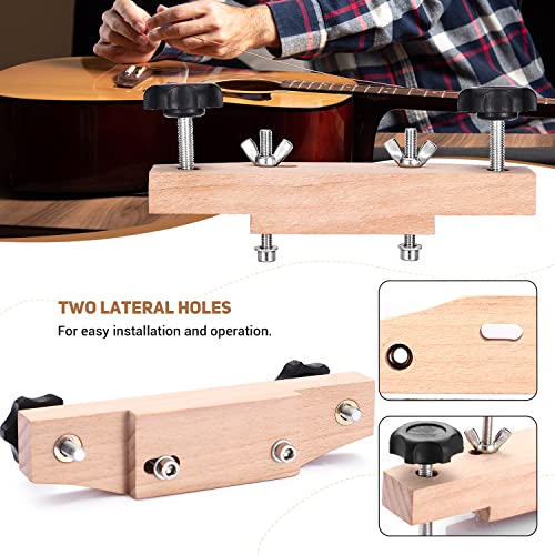 Facmogu Solid Maple Guitar Bridge Clamp, Entry Level Bridge Clamp Acoustic Luthier Tools with Cork Gasket & L-Wrench, Wooden Guitar Bridge Clamp for Classical/Acoustic Guitar Accessory Luthier Tools