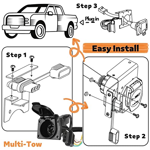MECMO 42145 Multi-Tow 7 Way Blade and 4 Way Flat Trailer Wiring Adapter Connector for 2000-2009 Dodge Ram Dakota, 2000-2009 Jeep Grand Cherokee, 2000-2007 Durango 7:4 OE Replacement Harness 56038366AB