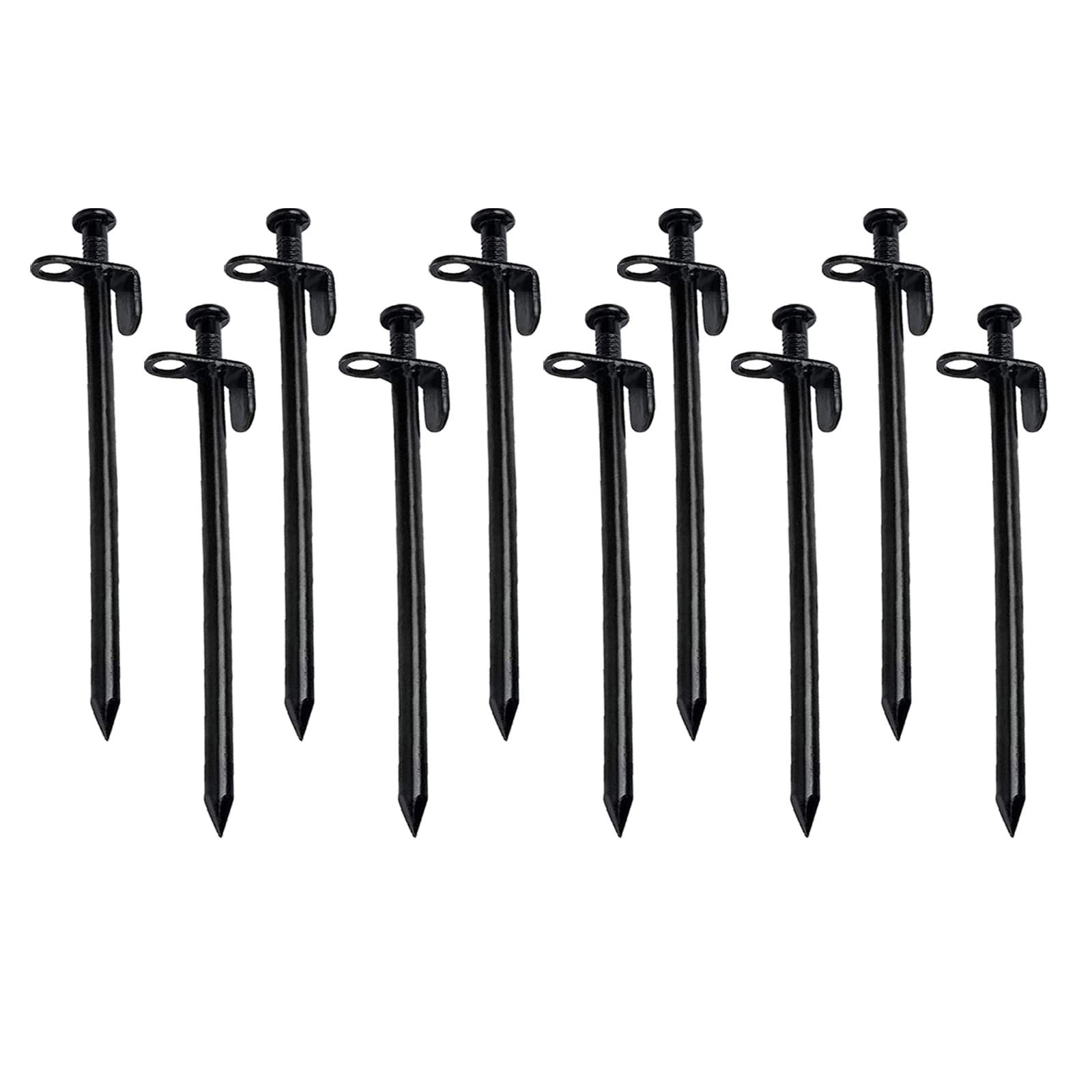 EXPLOMOS Tent Stakes Metal, Camping Tools Heavy Duty Steel Solid Tent Stakes Pegs for Outdoors Mountain-Climbing Camping Hiking with Metal Stopper (10PC Pack)