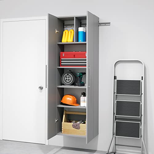 Prepac HangUps 24" Large Garage Cabinet, Bathroom Cabinet Wall Mount, Laundry Cabinet, Kitchen Wall Cabinet, Ideal for Garage, Kitchen and Laundry Organization 24" W x 72" H x 12" D, Light Gray