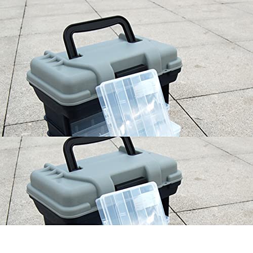 GPPZM 1 Pcs 26 * 16 * 26cm 4 Layer PP+ABS Fishing Tackle Box Plastic Handle Fishing Box Fishing Tools Storage Box