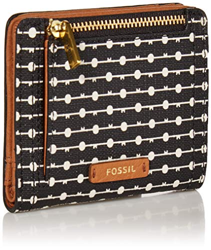 Fossil Women's Logan Faux Leather Wallet RFID Blocking Small Bifold, Black Stripe (Model: SL7826080)