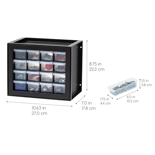 IRIS USA 16 Drawer Small Parts and Hardware Organize Cabinet, Black