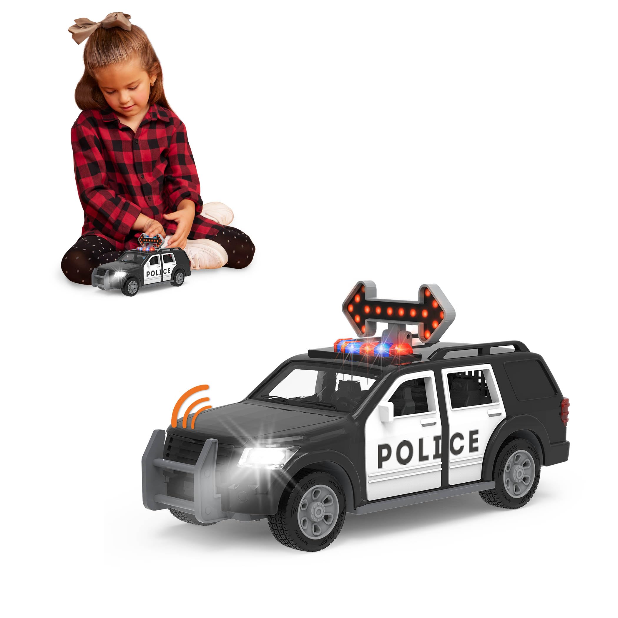 Driven by Battat β Micro 1/124 Scale β Police Car Toy SUV β Toy Vehicle with Lights and Sound β Rescue Car Toy for Boys & Girls & Toddlers Age 3+