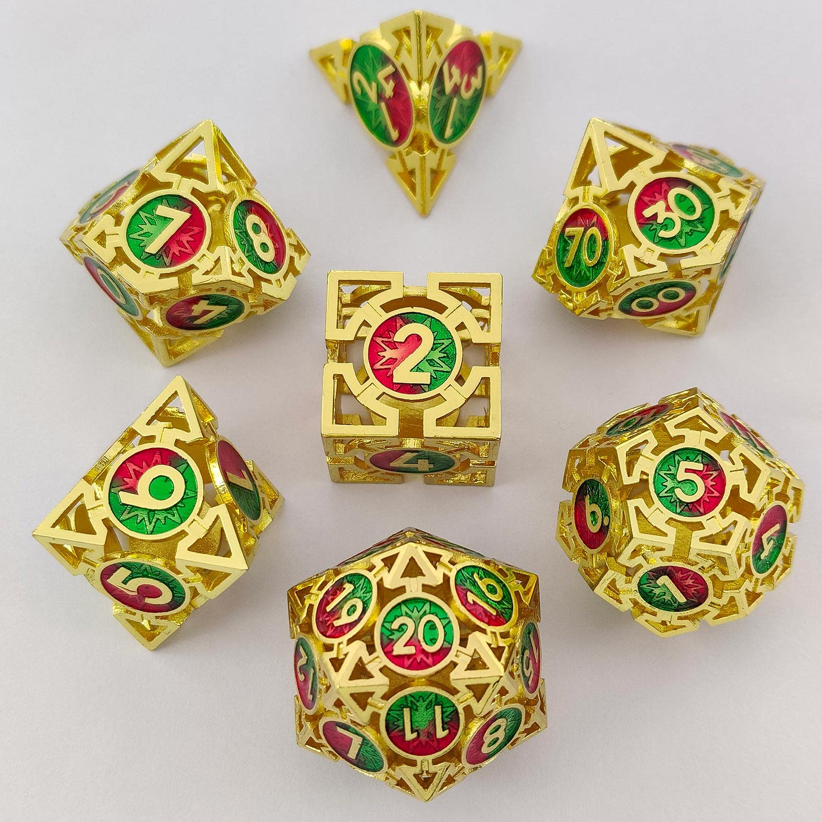 GIUADKXD Metal DND Dice Set - D&D Dungeons & Dragons Dice 7 Piece Polyhedron Dice Set D20MTG Dice Set Game RPG Warhammer Dice Accessories Gift D4 D6 D8 D10 D10% D12 D20 Dice Set - Silver and Blue