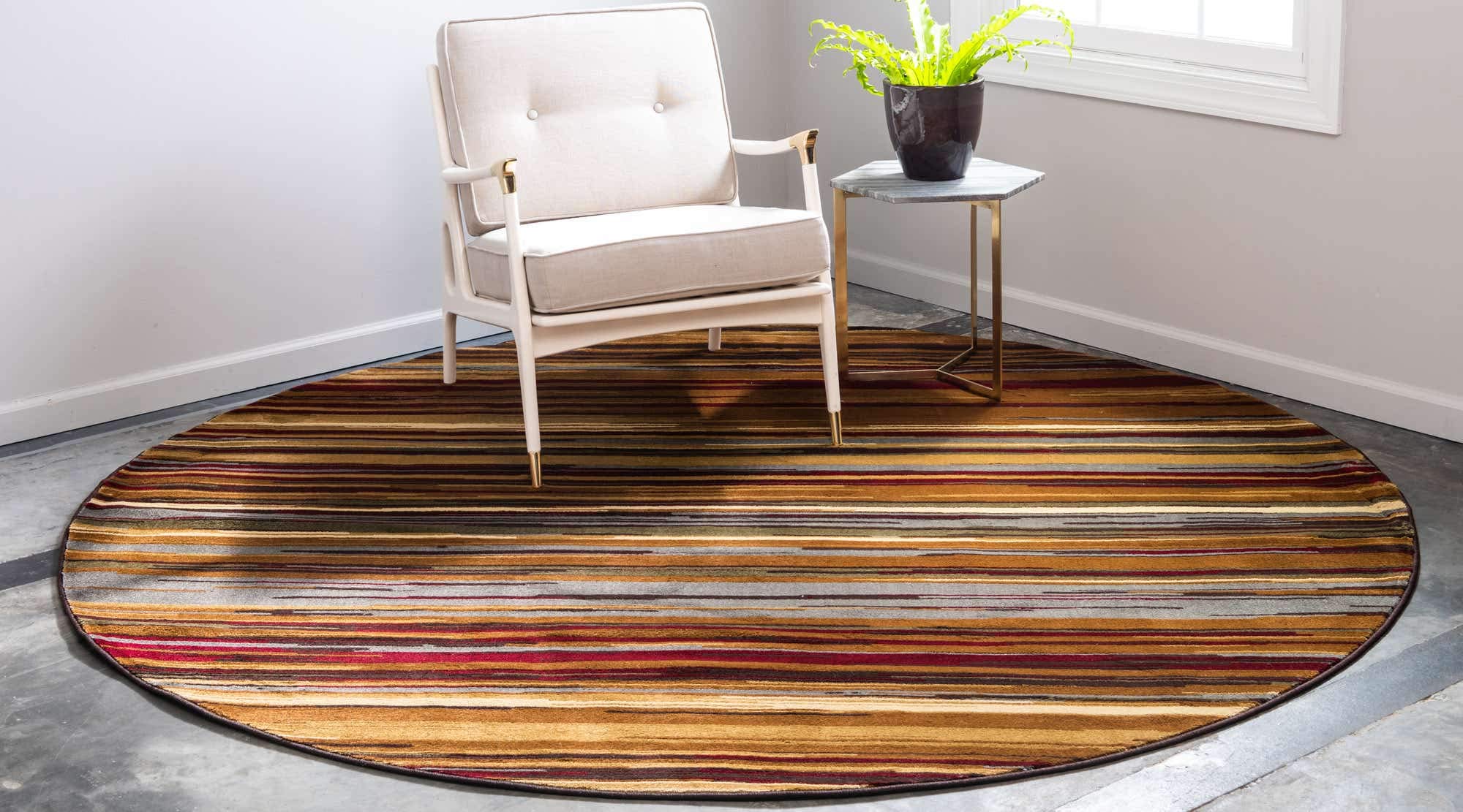 Unique Loom Barista Collection Area Rug - Icatu (4' 1" Round, Beige/ Brown)