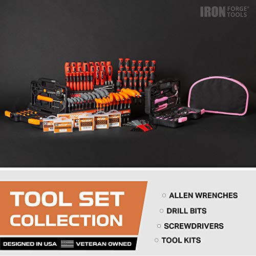 Iron Forge Tools 20 Piece T Handle Allen Wrench Set - SAE & Metric Hex Key Set with Stand U.S. Veteran Owned Brand