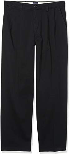 Dockers Men's Classic Fit Easy Khaki Pants-Pleated (Standard and Big & Tall), Black, 36W x 29L