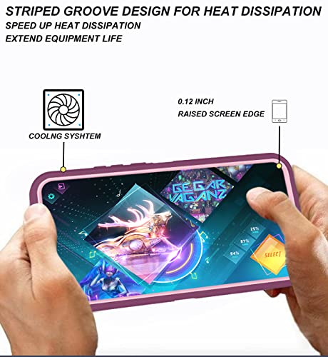 Qinmay for Motorola Moto Edge 2022 Case with HD Screen Protector (2 Packs),Motorola Edge 2022 Case 3 in 1 Heavy Duty Phone Case for Motorola Moto Edge 2022 Phone (WineRed Pink)