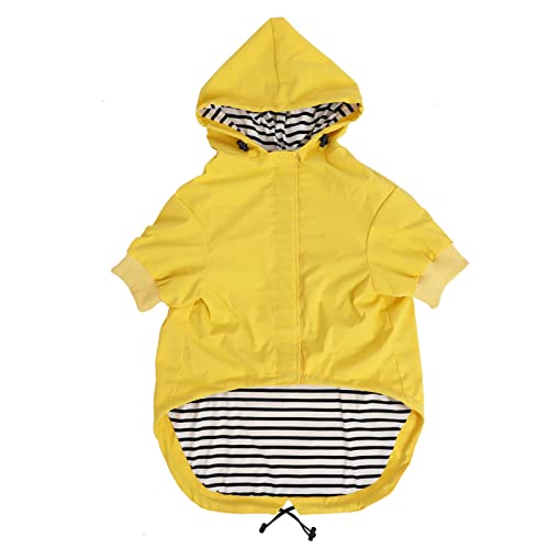 Personalised Dog rain Coat Waterproof Puppy Suit Jacket with Legs Hood and Pocket - Best for Yorkie Terrier Schnauzer Poodle Border Collie Labrador Golden Retriever 8lbs to 70lbs - Yellow - S