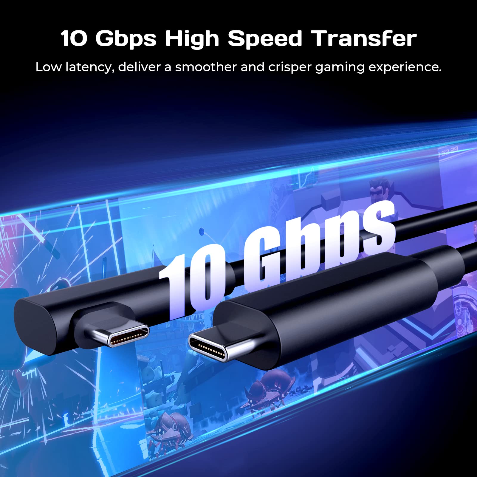 Gamulus 16FT Link Cable for Oculus Quest 2 with Extra Charging Port, Fast Charging and High Speed 10Gbps Data Transfer, USB-C to USB-C Cable for VR Headset and Gaming PC