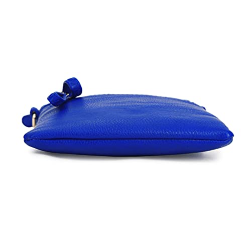 Solene Women's Faux Leather Organizer Multi Zipper Pockets Handbag With Detachable Wristlet Crossbody Bag-WU002(Royal Blue)