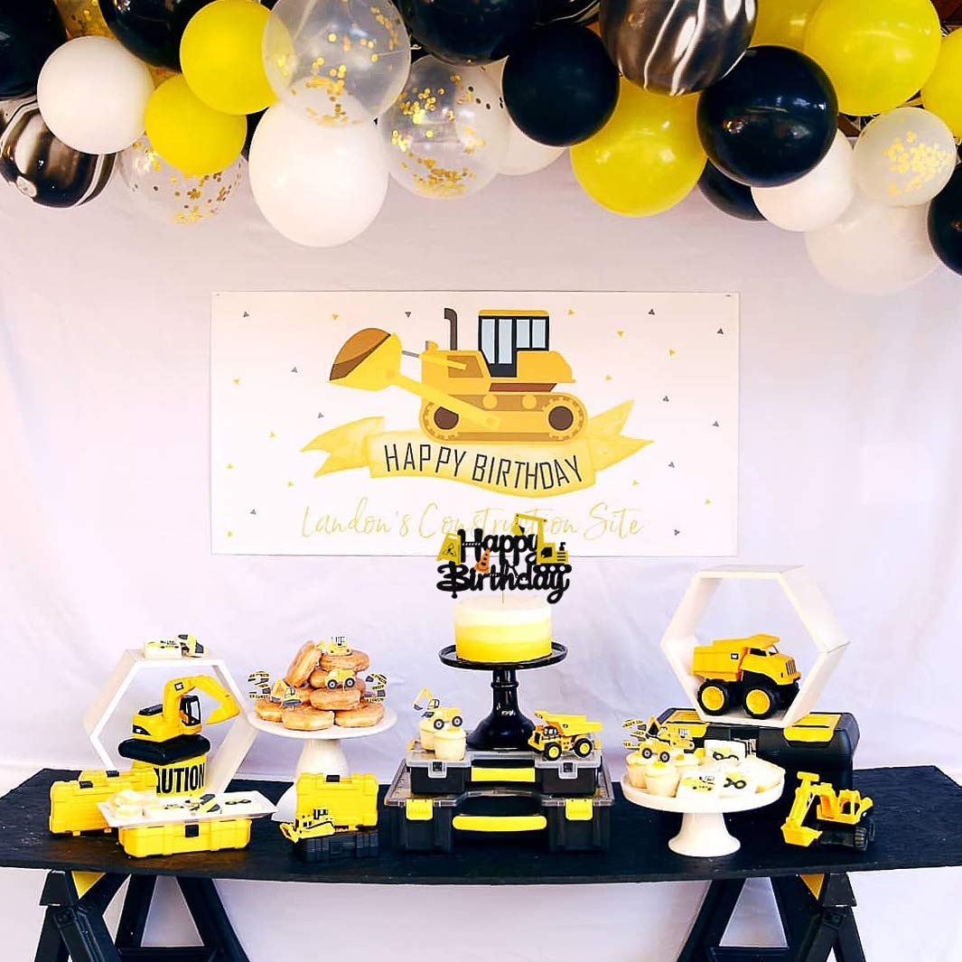 Glorymoment Excavator Birthday Cake Topper, Construction Cake Topper Decorations for Children Excavator Engineering Theme Cake, Construction Theme Kids Birthday Party Decoration (6.7ββx4.49ββ)