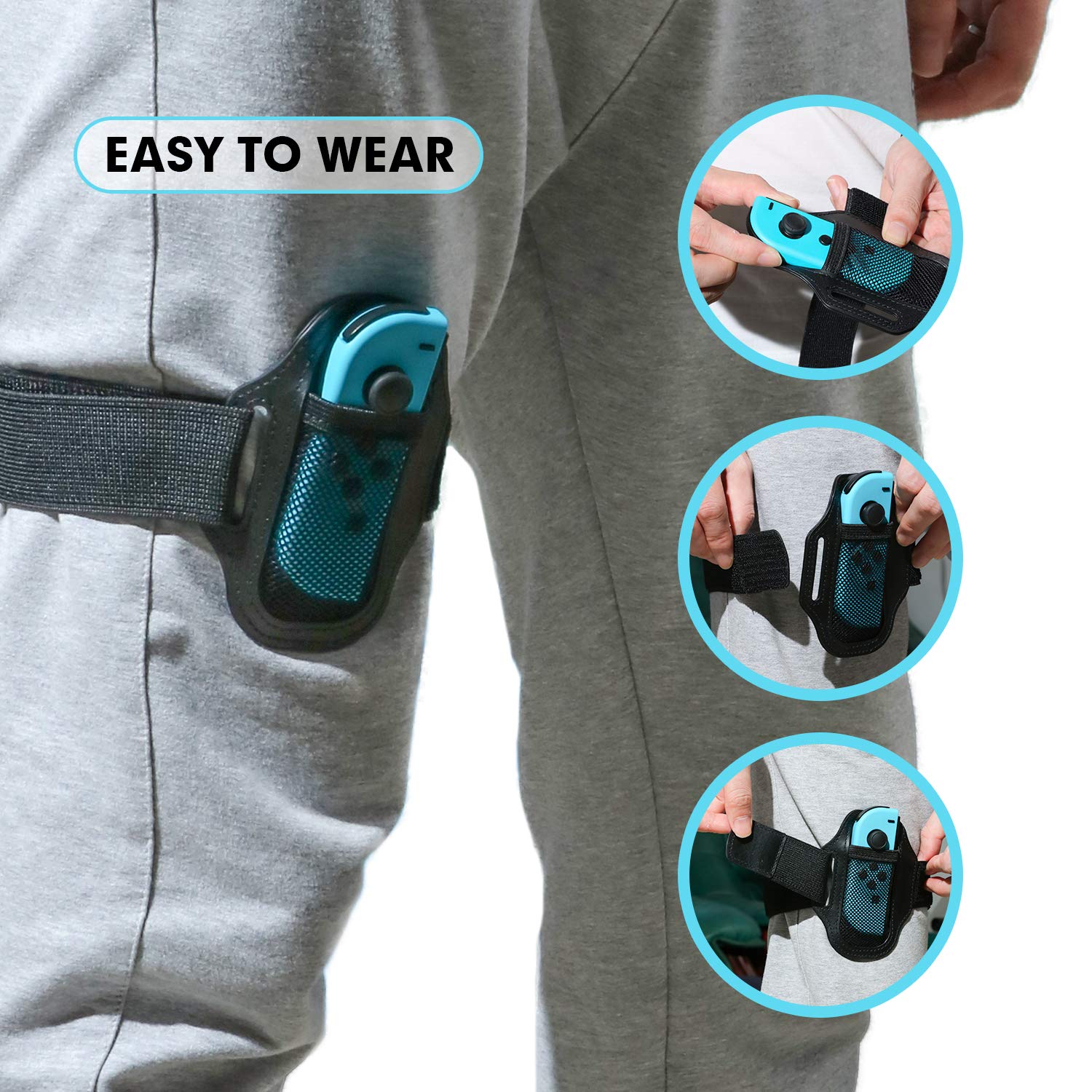 ECHZOVE Leg Strap for Nintendo Switch Sports,Wrist Band Compatible with Switch, Adjustable Leg Strap Compatible with Switch Ring Fit Adventure and Wrist Band for Switch Just Dance - 0.98ft and 1.97ft