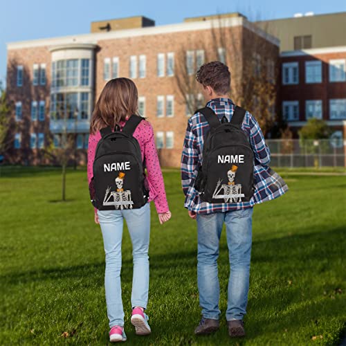OMFUNS Sugar Skull Custom Name School Backpack for Boy Girl Teen St. Patrick's Day Personalized Student Bookbag for Primary Junior College Customized Laptop Backpack for Men Women