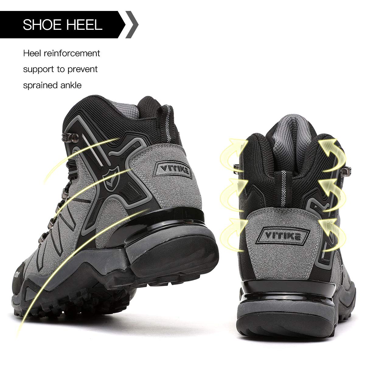 ELAPHURUS Men's Hiking Boots Trekking Shoes Waterproof Sport Work Boots Lightweight Walking Ankle Shoes Composite Toe Sneakers for Men (10 US Men, Grey)
