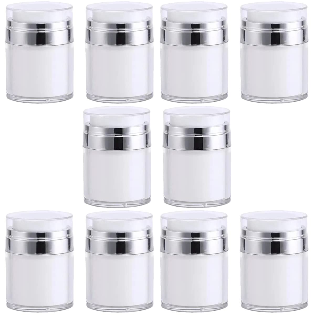 FRCOLOR Airless Pump Bottle 2pcs 50ML Empty Airless Pump Bottles Refillable Vacuum Press Face Cream Jars Lotion Foundation Cosmetic Container Lotion Box for Makeup Lotion Cream Jar Vacuum Bottle