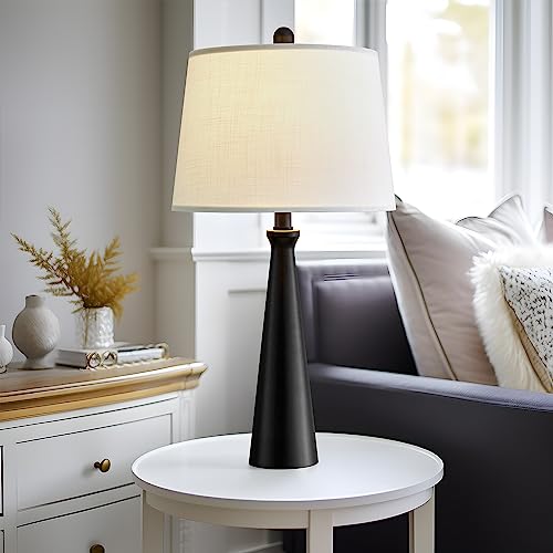 Oneach 25.75" Table Lamps Set of 2 for Living Room Bedroom, Bedside Lamp 3-Way Dimmable Touch Control, Modern Black Nightstand Light Fabric Shade Vintage Accent Style