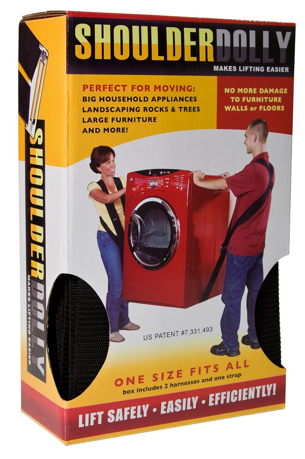 Shoulder Dolly 2-Person Lifting and Moving System - Easily Move, Lift, Carry, And Secure Furniture, Appliances, Heavy Objects Without Back Pain! Straps and Harnesses for 2 Movers (Pack of 2)