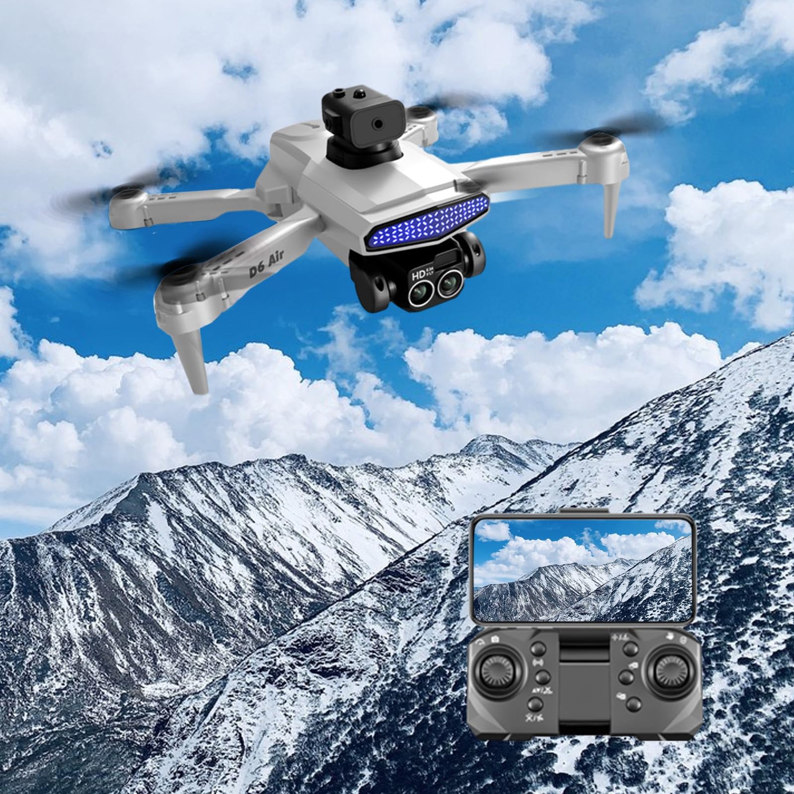 Drone Rc Quadcopter With 4k Hd Fpv Camera Three Lens Wifi Remote Control Aerial Drone Multirotors Circle Fly Altitude Hold Headless Mode Start Speed Gifts Toys