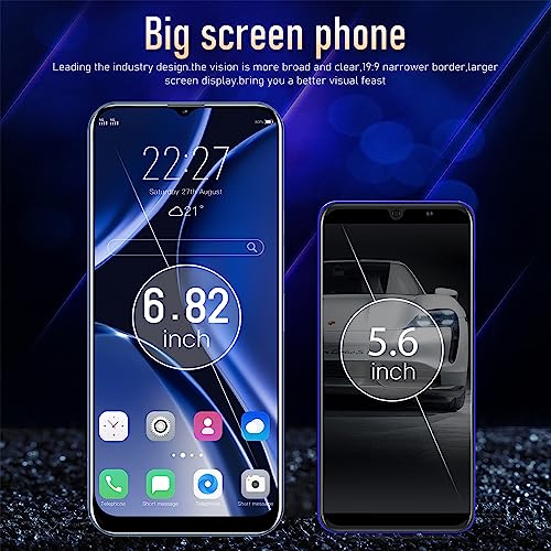 QIMHAI 6.82Inch Unlocked Cell Phone Android Phones 3GB RAM+32GB ROM Full Screen Straight Talk Phone Glass Back Cover Boost Mobile Phones Smart Phones Unlocked New for Android10.0 (Black)