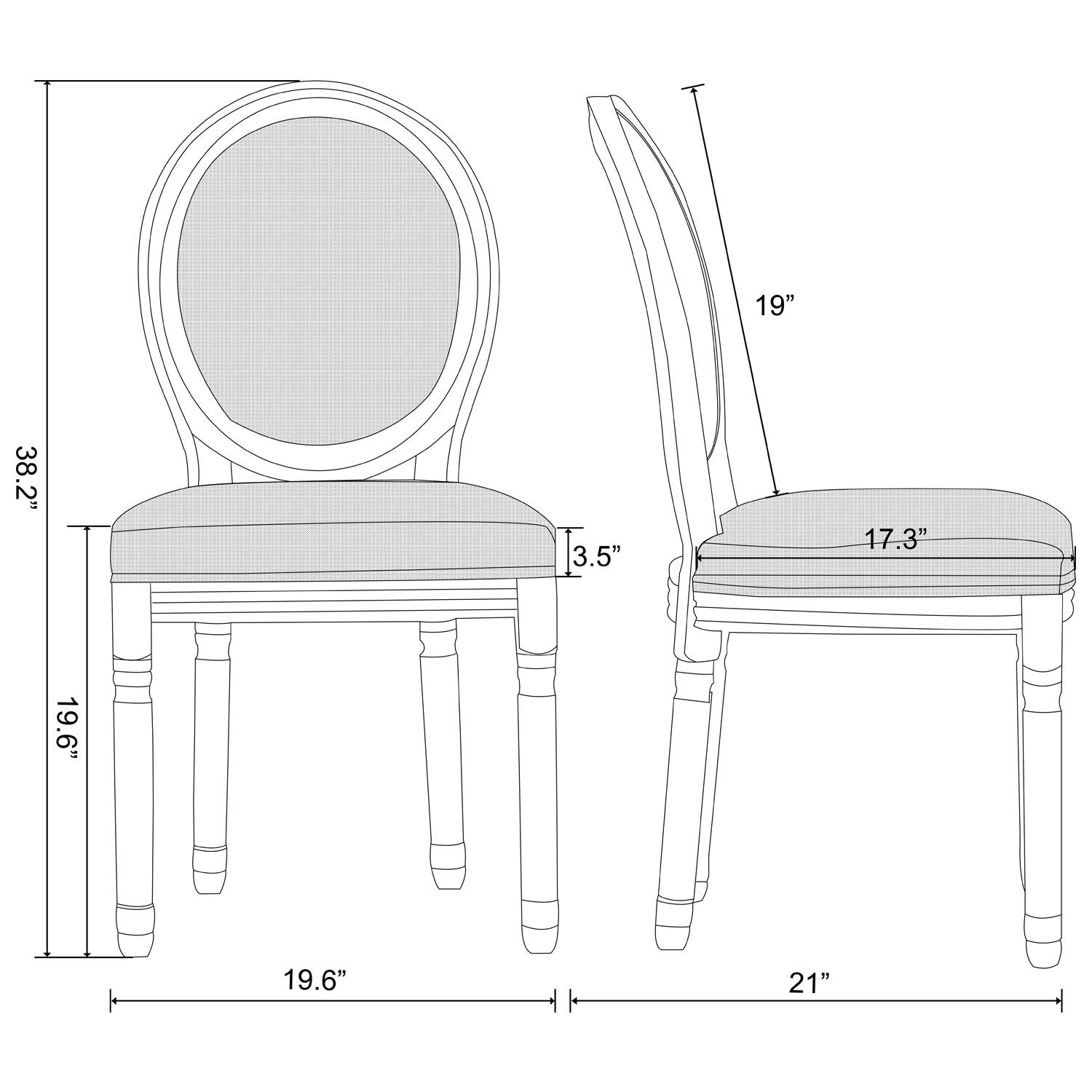 French Retro Dining Chairs Set of 2 Distressed Wood Chairs with Cane Mesh Round Back, Upholstered Seat Chairs for Dining Room/Living Room Kitchen (Gray)
