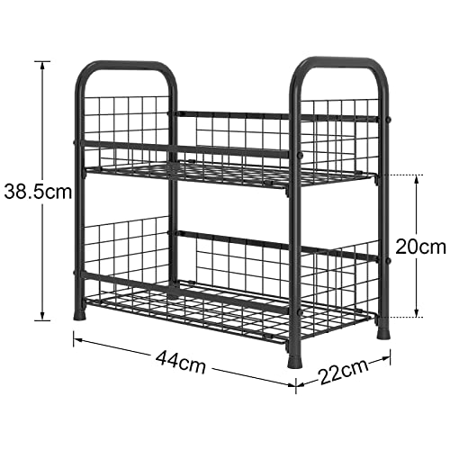 Multi-Purpose Under Sink Organizer, Bathroom Trays, Holders&Shelves Unit with Adjustable Feet, Metal Steel Storage Tower Organizer Rack Basket Cart for Bathroom, Living Room, Balcony, Kitchen
