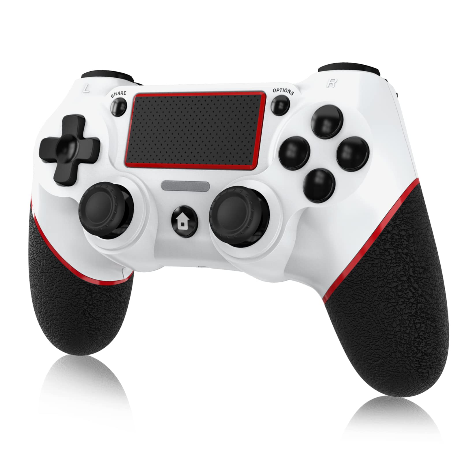 Famido for PS4 Controller, Wireless Dual Vibration Game Joystick Controller with Non-Slip Analog Sticks/6-Axis Motion Sensor Compatible with P4/Slim/Pro (White) for PS4 Controller, Wireless Dua