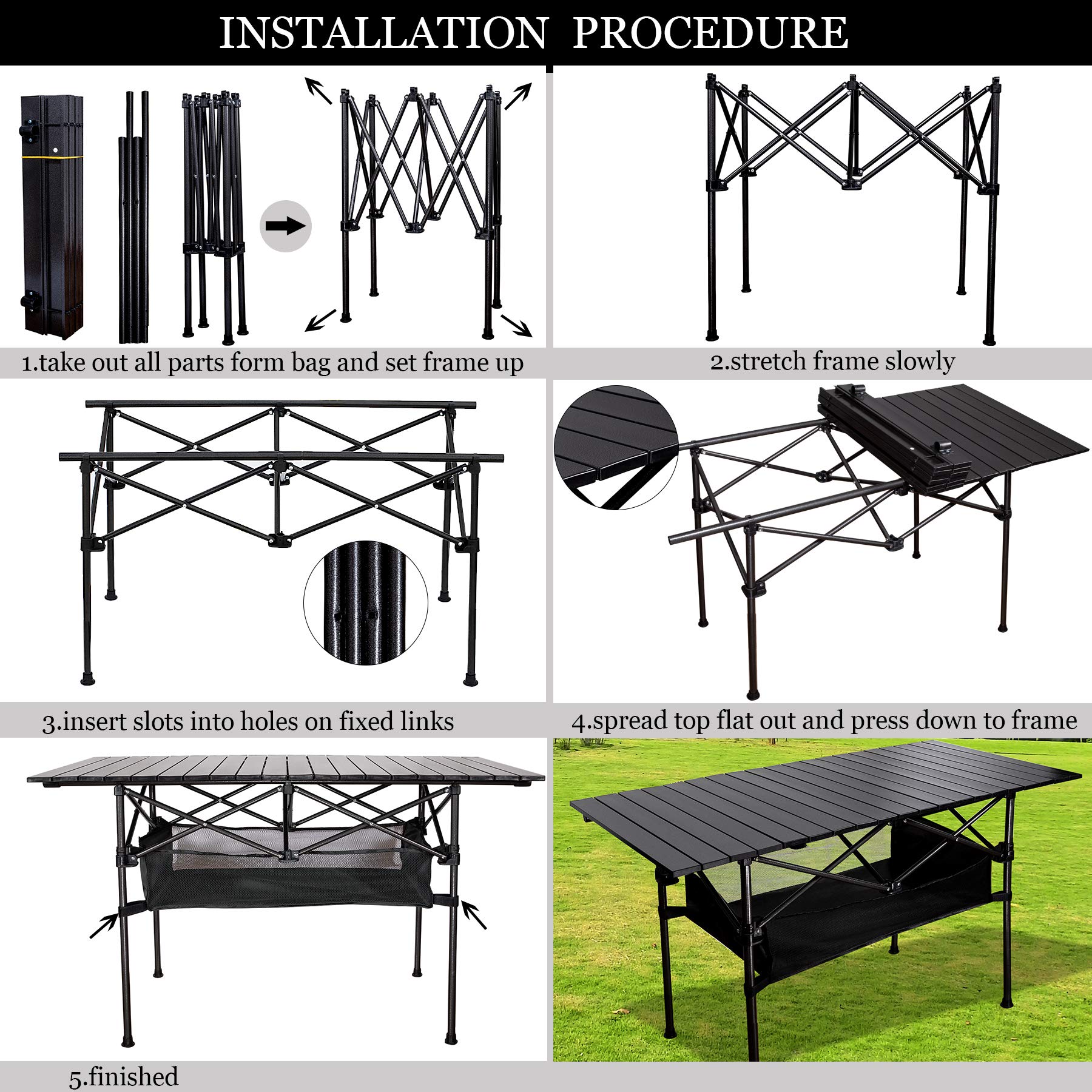 Easy Carry Camping Table, Folding Portable Table with Storage Bag Heavy Duty RV BBQ Cooking