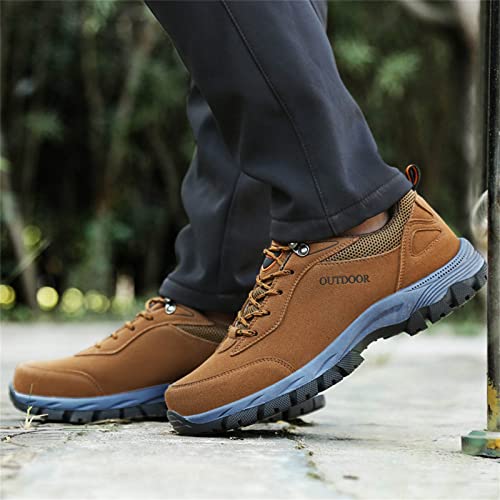 FASDNENDYS Fashion Summer and Autumn Men Hiking Shoes Solid Color Lace Up Flat Bottom Mens Air 1 Low Sneaker Size 9 Brown
