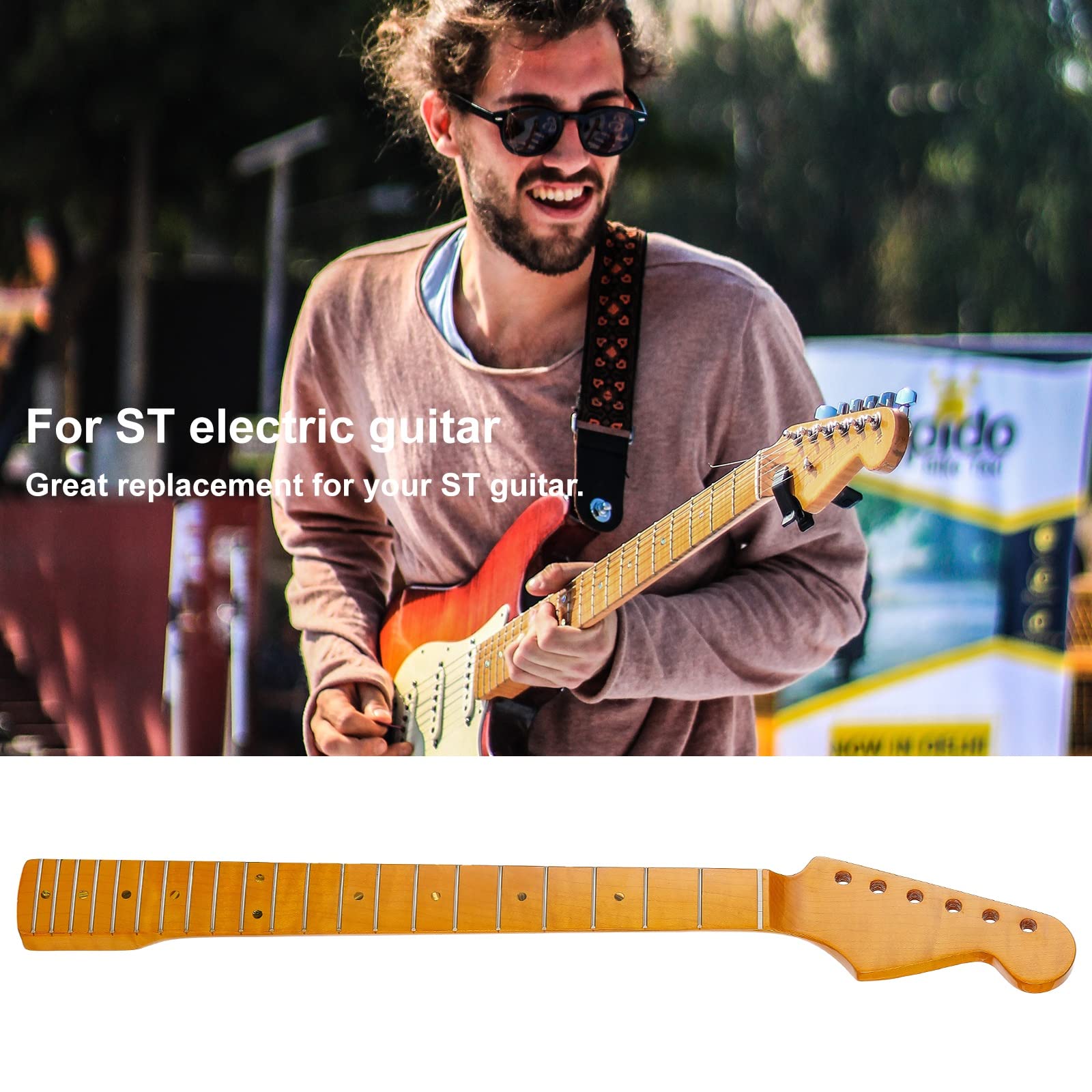 Guitar Neck 21 Fret Maple Fretboard Guitar Neck for ST Style Guitar DIY Parts Replacement
