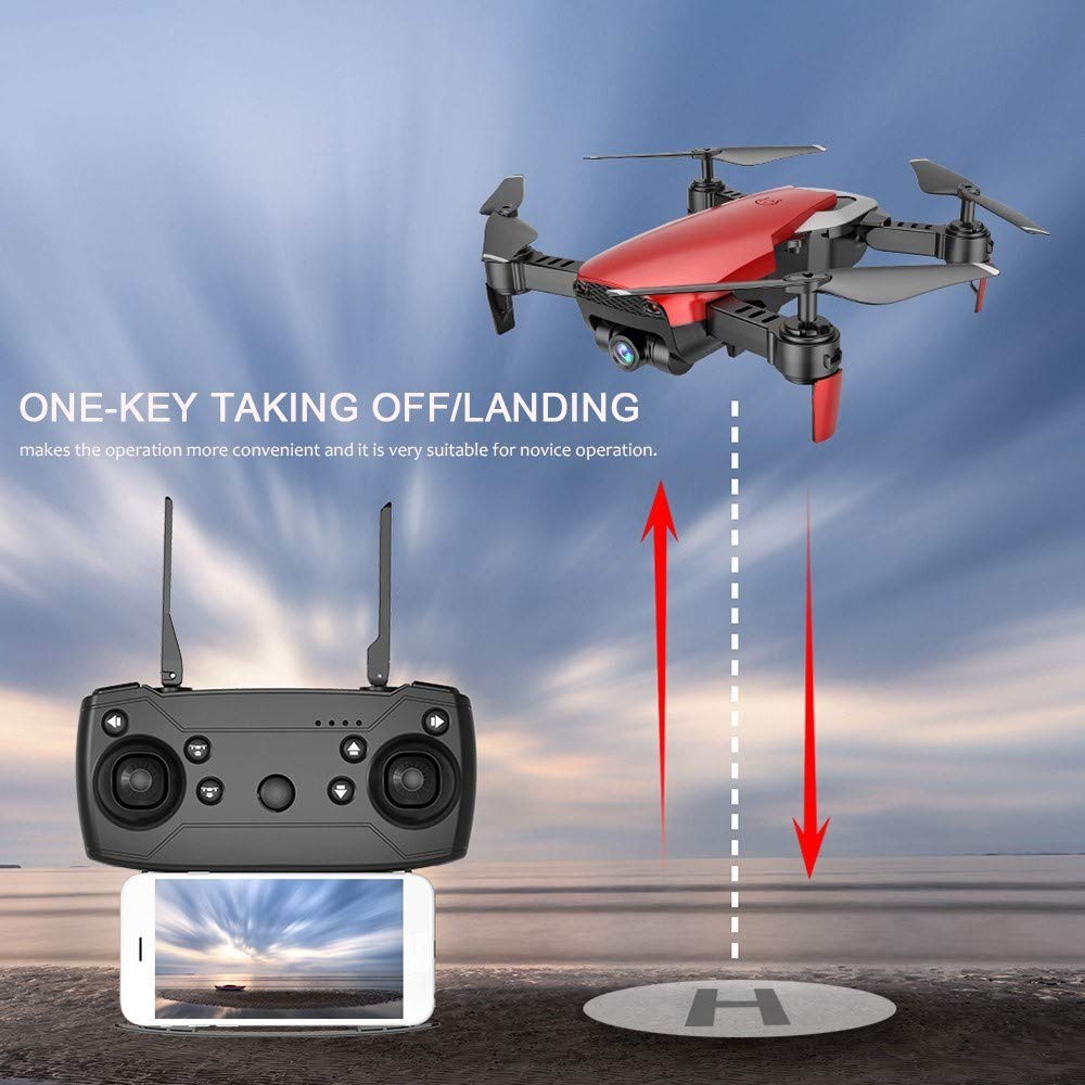 Drone X Pro AIR (RED) 1080P HD Dual Camera Quadcopter with Follow Me Real-Time Transmission Gesture Control Optical Flow Positioning and 2pcs Batteries Included