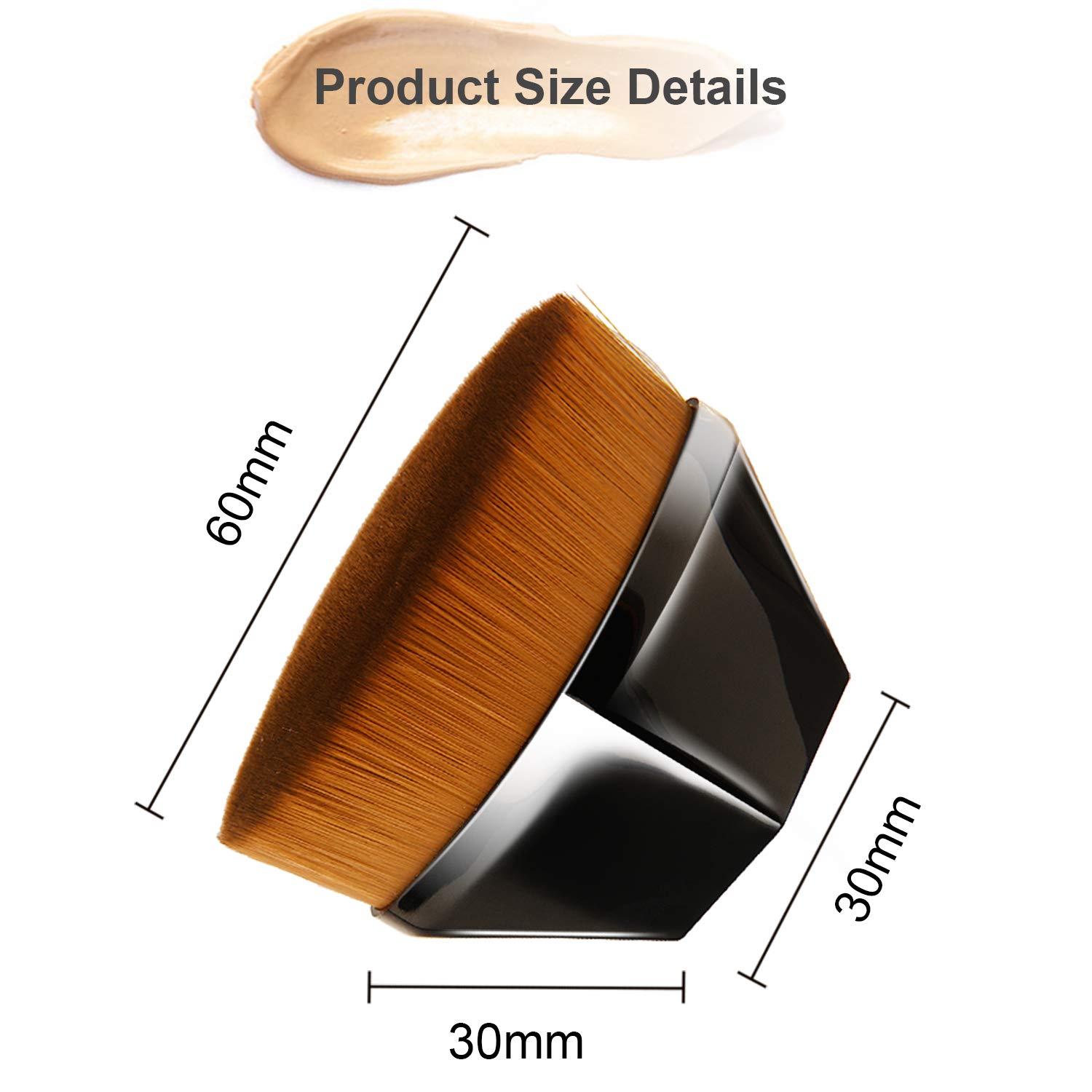 Endoto Foundation Makeup Brush, 2 Pack Flat Top High-Density Magic Hexagon Face Kabuki Brush for Flawless Powder, Blending Liquid or Cream Cosmetics with Portable Case(Black+Rose)