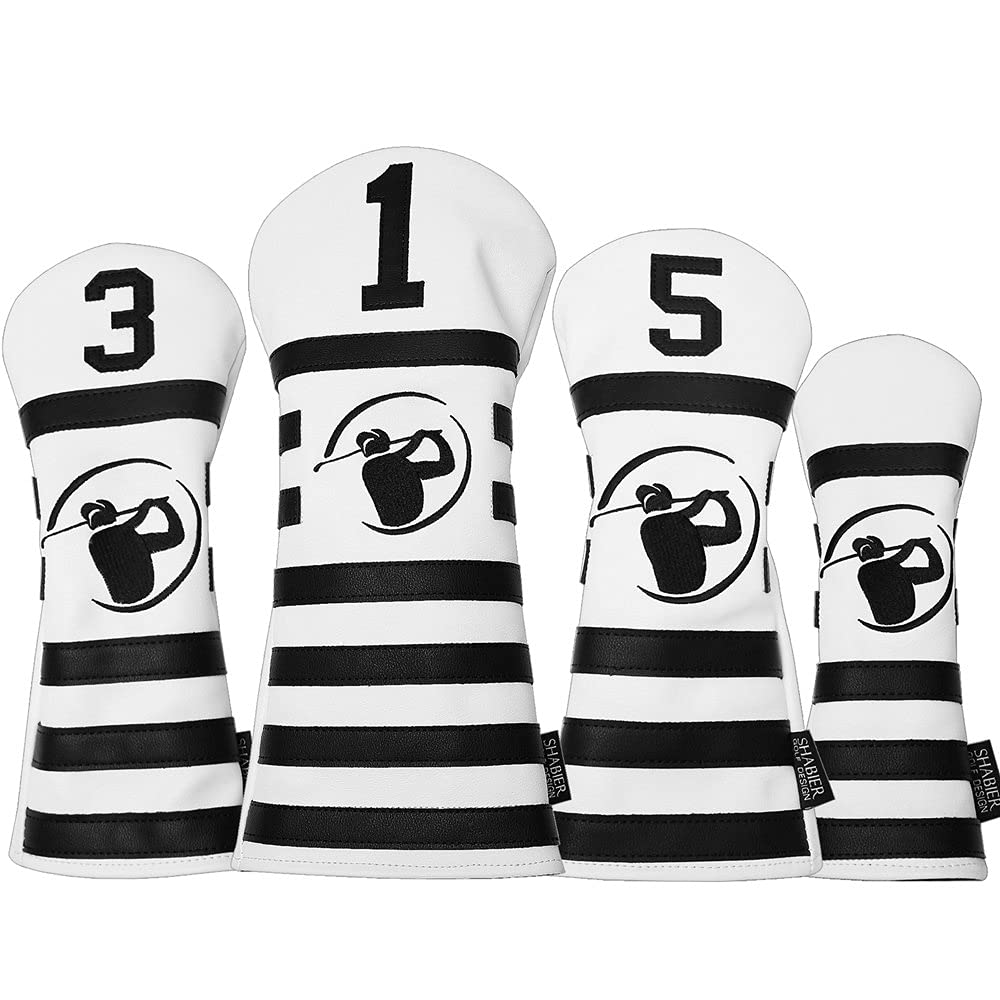 Golf Club Head Cover PU Leather Driver FW Fairway Wood Hybird Covers (4pcs)